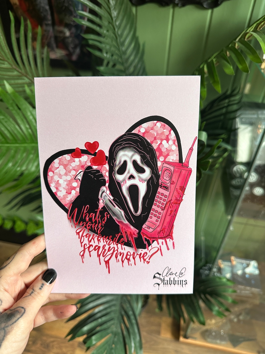 Pink Ghostface Scream Heart Art Print A5 whats Youre Favourite Scary ...