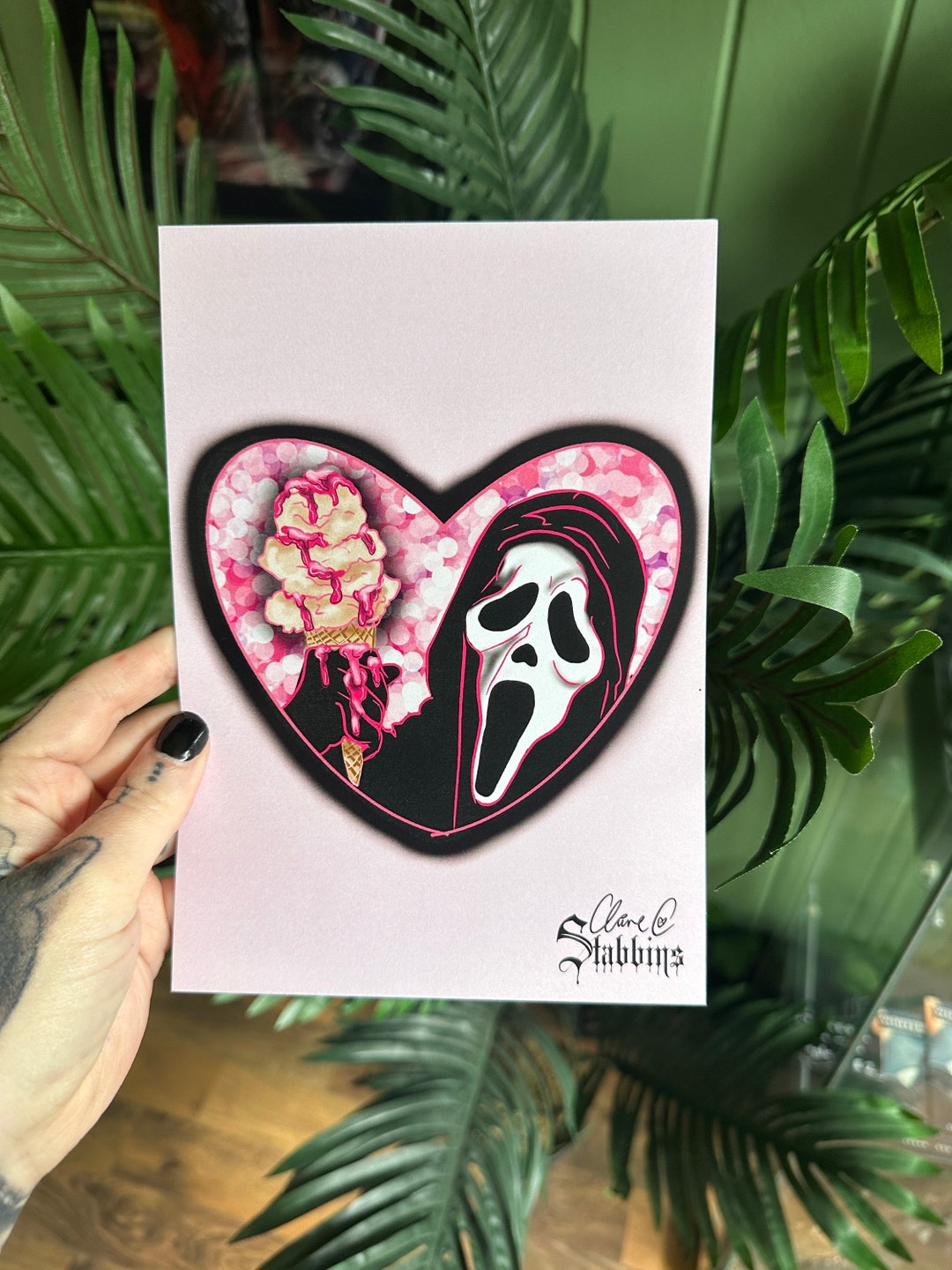 Pink Ghostface Ice Cream Heart Art Print A5 - Etsy