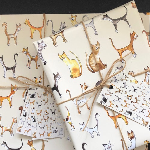 Cat Wrapping Paper Cat Gift Wrap Gift for Cat Lover Cat | Etsy