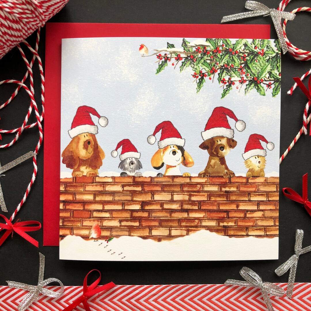 Dog Christmas Card, Dog Christmas Card for Dog Lovers, Illustrations ...