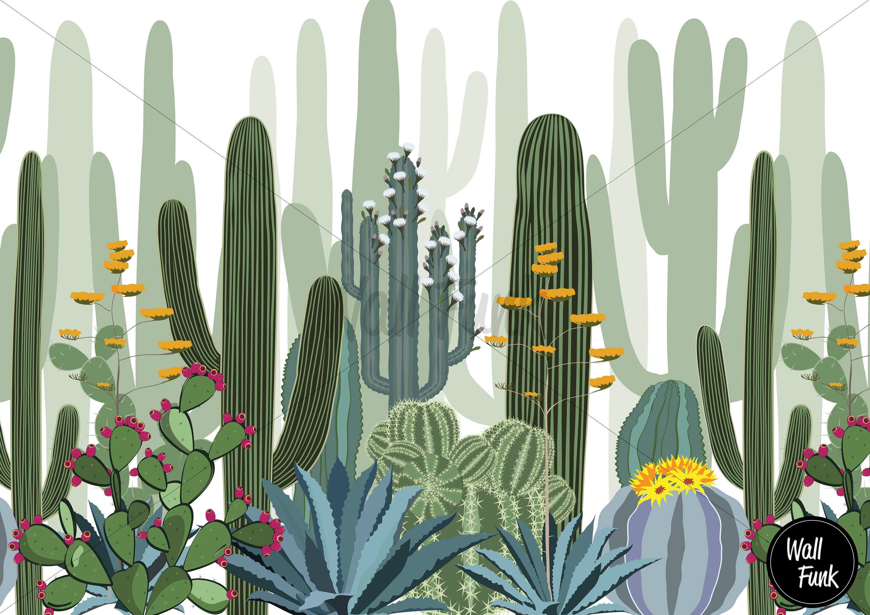 Cactus Floral Wallpaper Removable Cactus Wallpaper Floral | Etsy