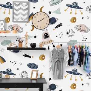 Alien Nursery Wallpaper, Space Nursery Wallpaper, Nursery Wallpaper ...