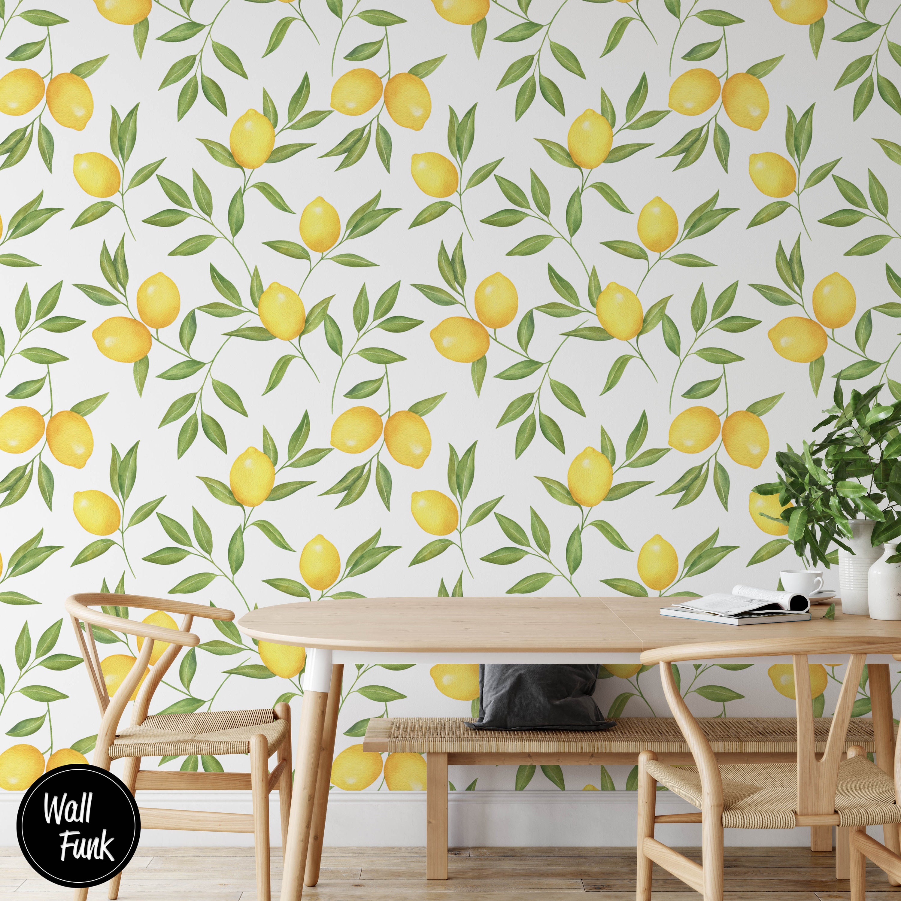 Lemon Wallpaper Floral Wallpaper Lemon Removable Wallpaper | Etsy