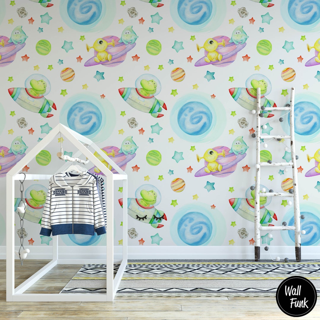 Alien Nursery Wallpaper, Space Nursery Wallpaper, Nursery Wallpaper ...