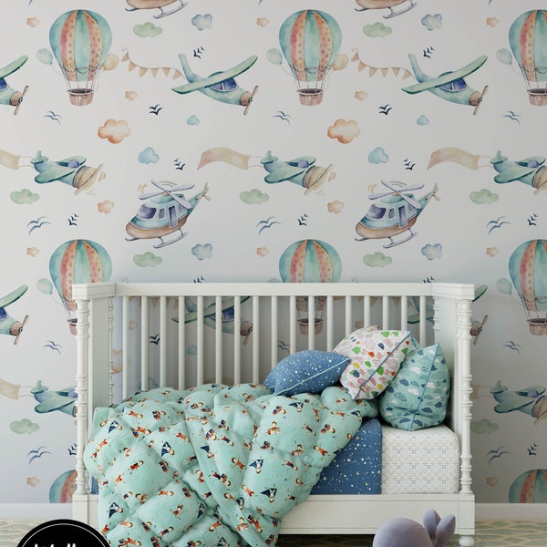 Airplane Wallpaper Nursery - Etsy