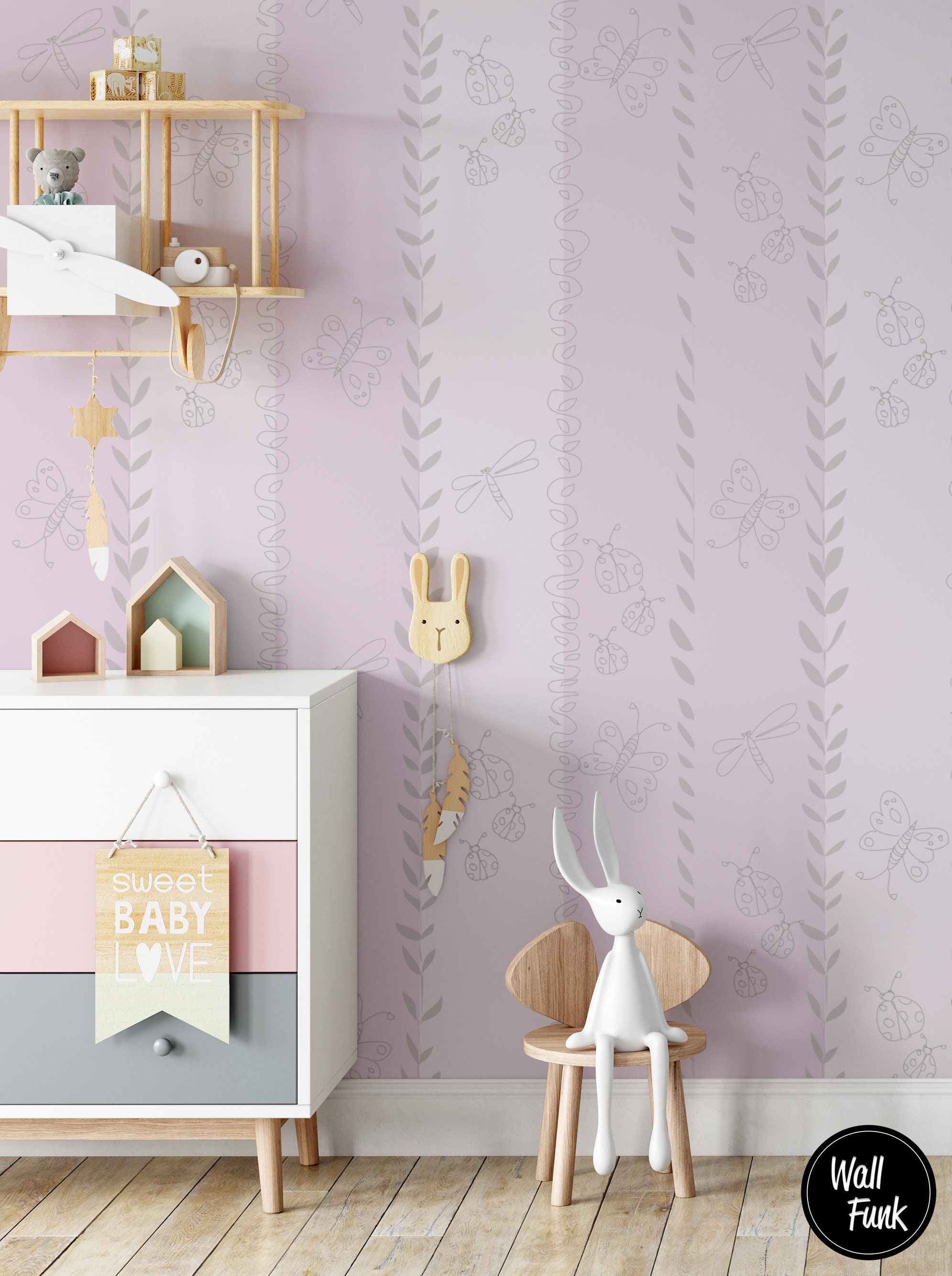 Pink Floral Nursery Wallpaper Floral Nursery Wallaper - Etsy UK