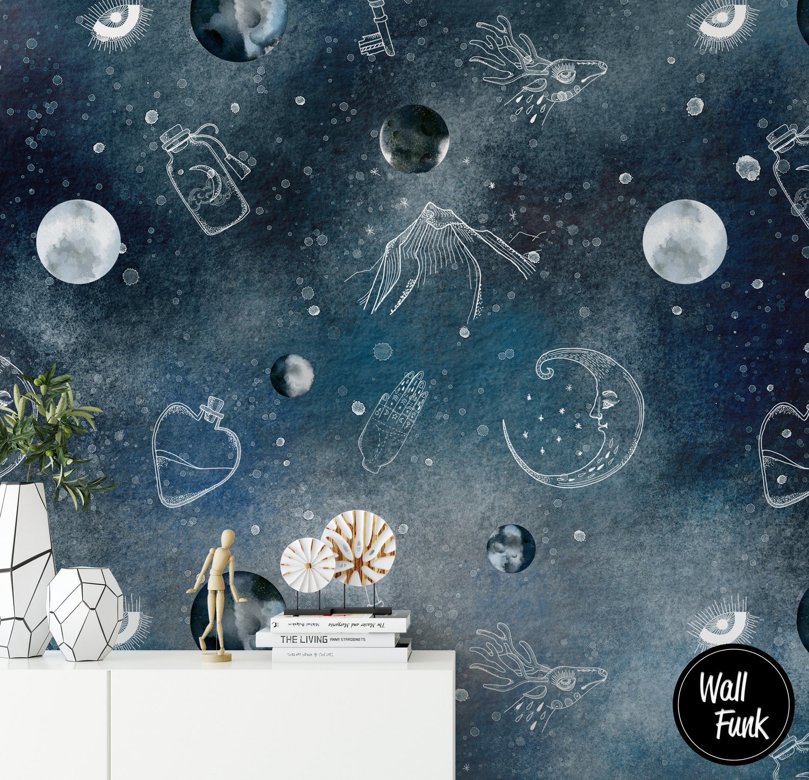 Removable Boho Wallpaper Boho Wallpaper Celestial Boho - Etsy