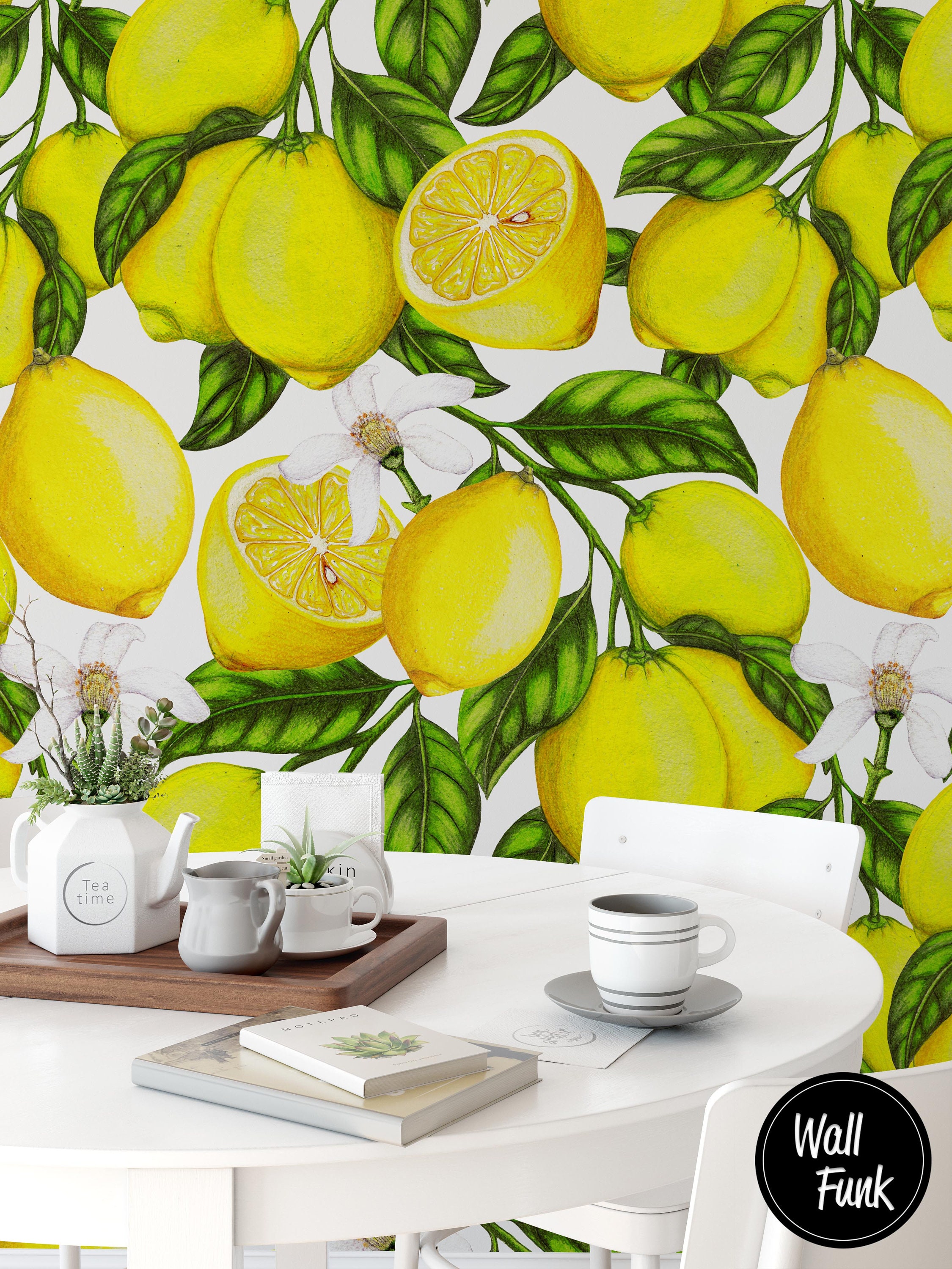 Lemon Wallpaper Floral Wallpaper Lemon Removable Wallpaper | Etsy