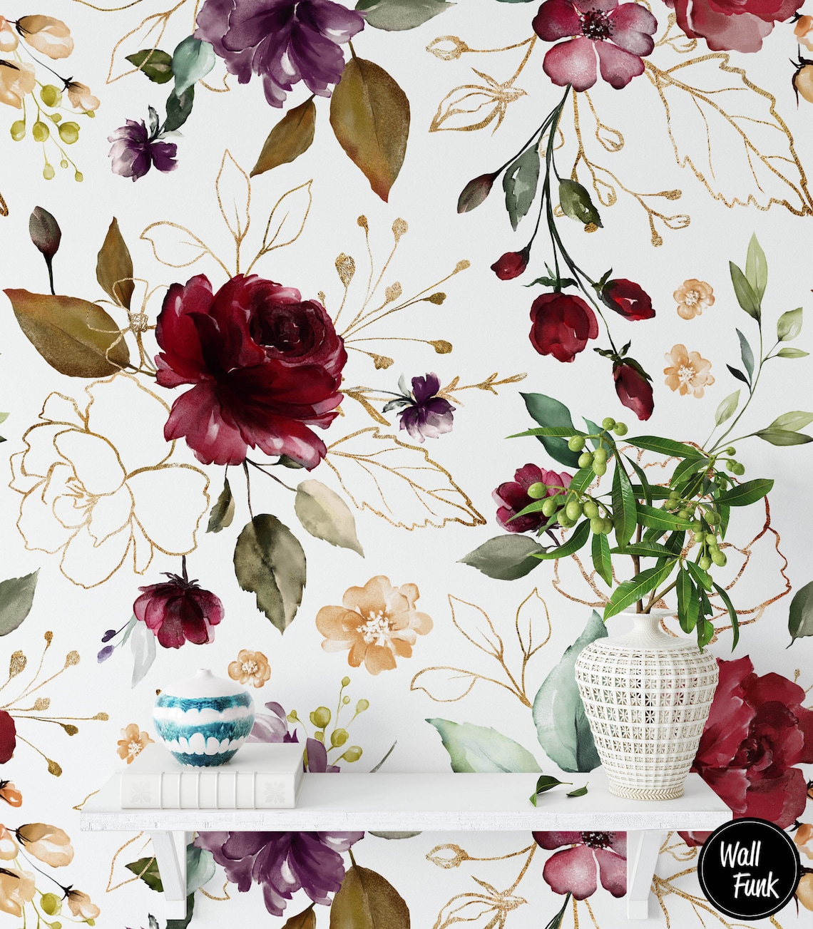 Removable Floral Wallpaper Floral Removable Wallpaper Floral - Etsy