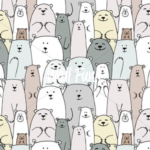 Bear Children's Wallpaper, Cute Animal Kids Bedroom Wall Art Mural ...