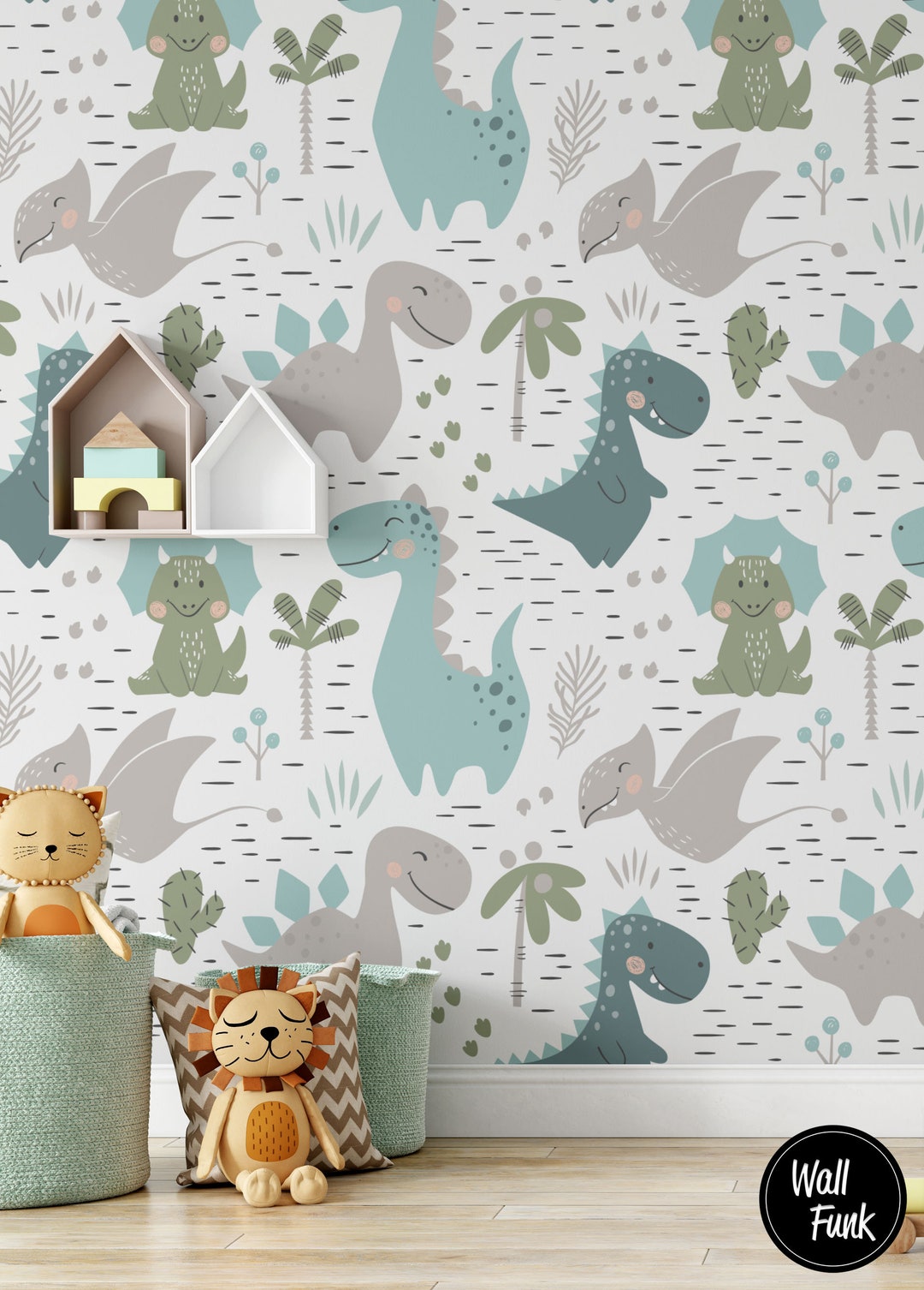 Dinosaur Nursery Wallpaper, Removable Wall Mural, Child's Custom ...