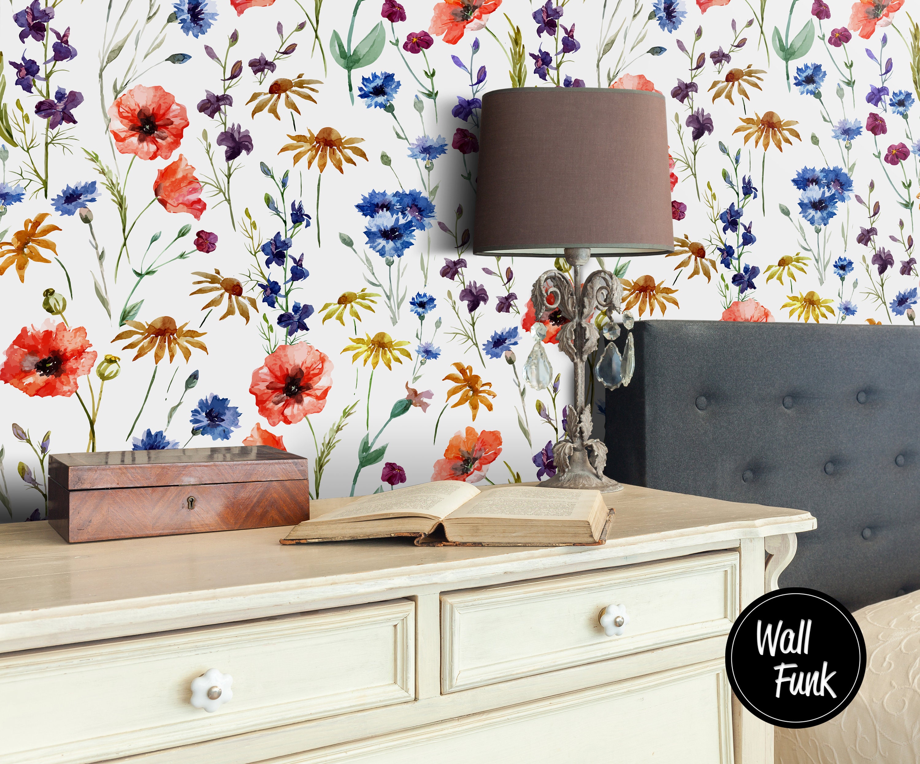 Poppy Floral Wallpaper Poppy Wallpaper Poppy Floral | Etsy UK