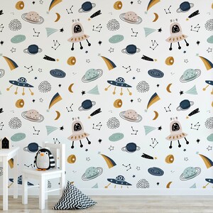 Alien Nursery Wallpaper, Space Nursery Wallpaper, Nursery Wallpaper ...