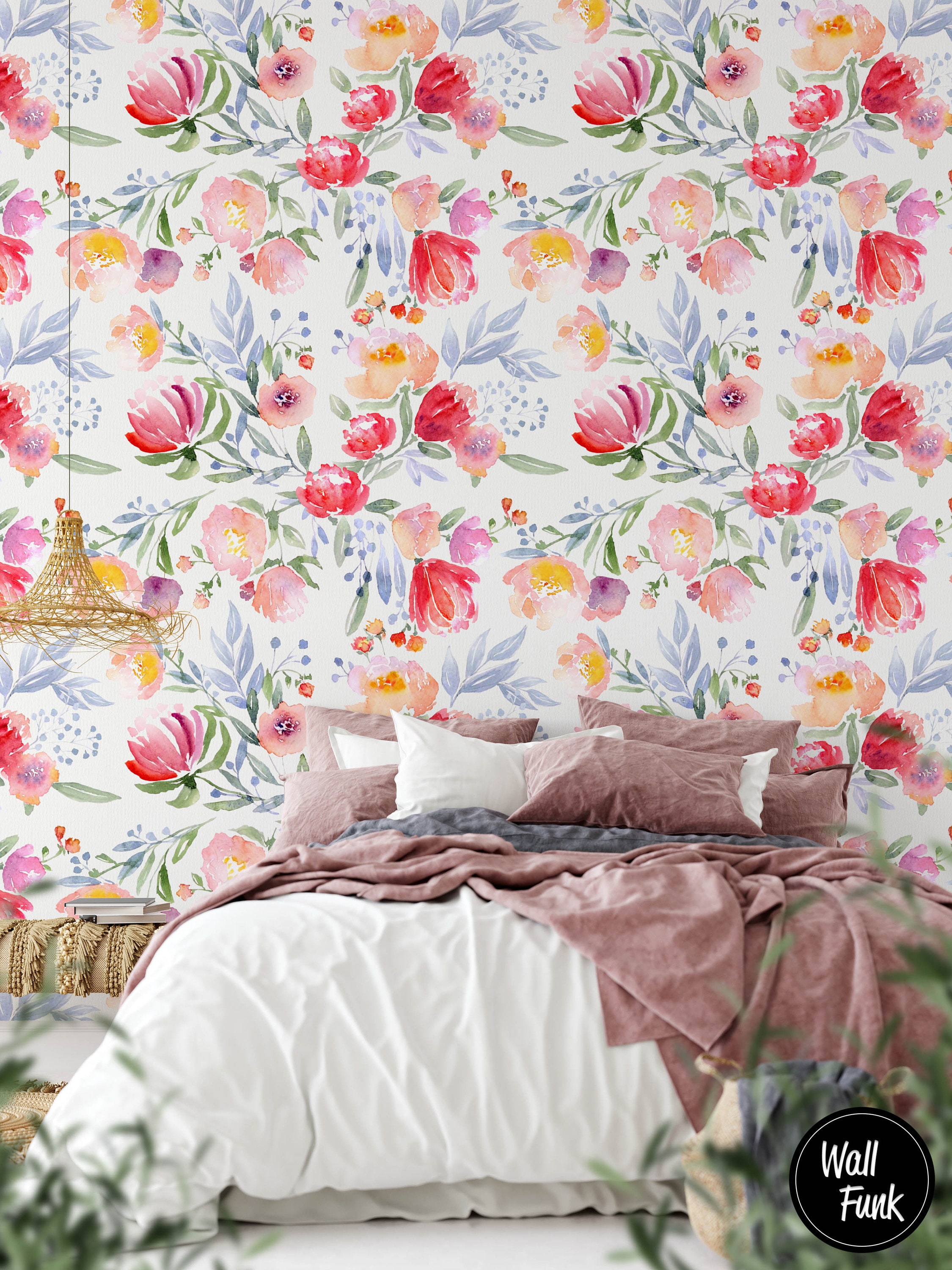 Removable Floral Wallpaper Floral Removable Wallpaper Floral | Etsy