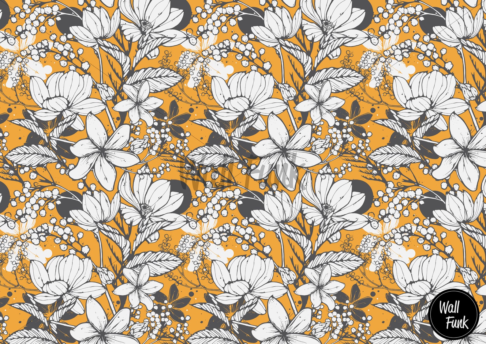 Mustard Floral Wallpaper Removable Floral Wallpaper Floral | Etsy