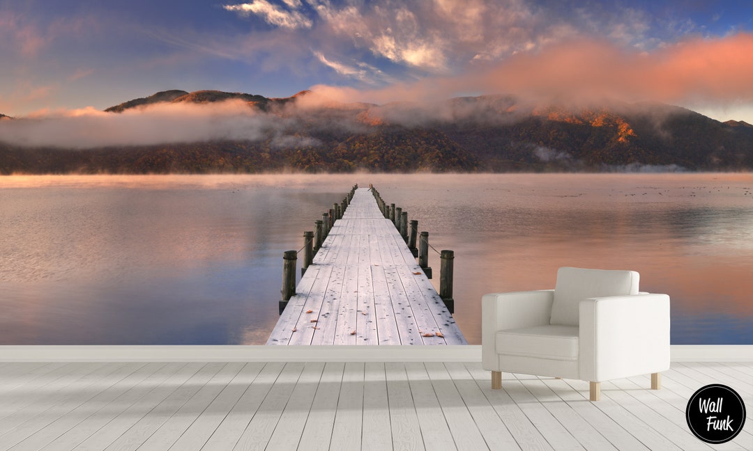 Lake Nature Mural, Removable Landscape Nature Wallpaper Mural, Nature ...