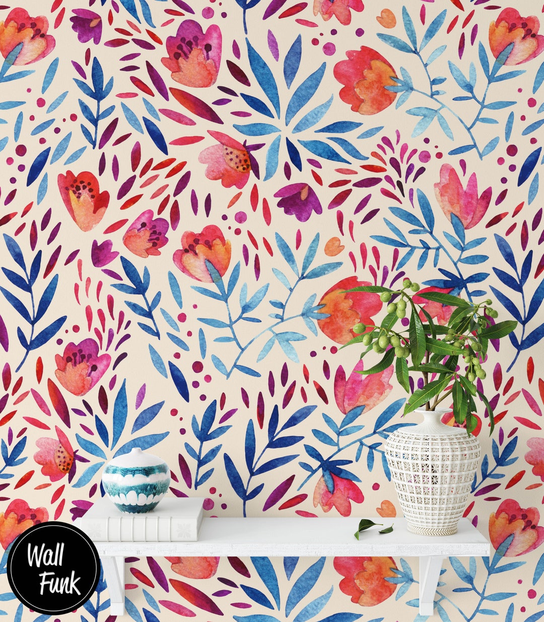 Removable Floral Wallpaper, Floral Removable Wallpaper, Floral ...