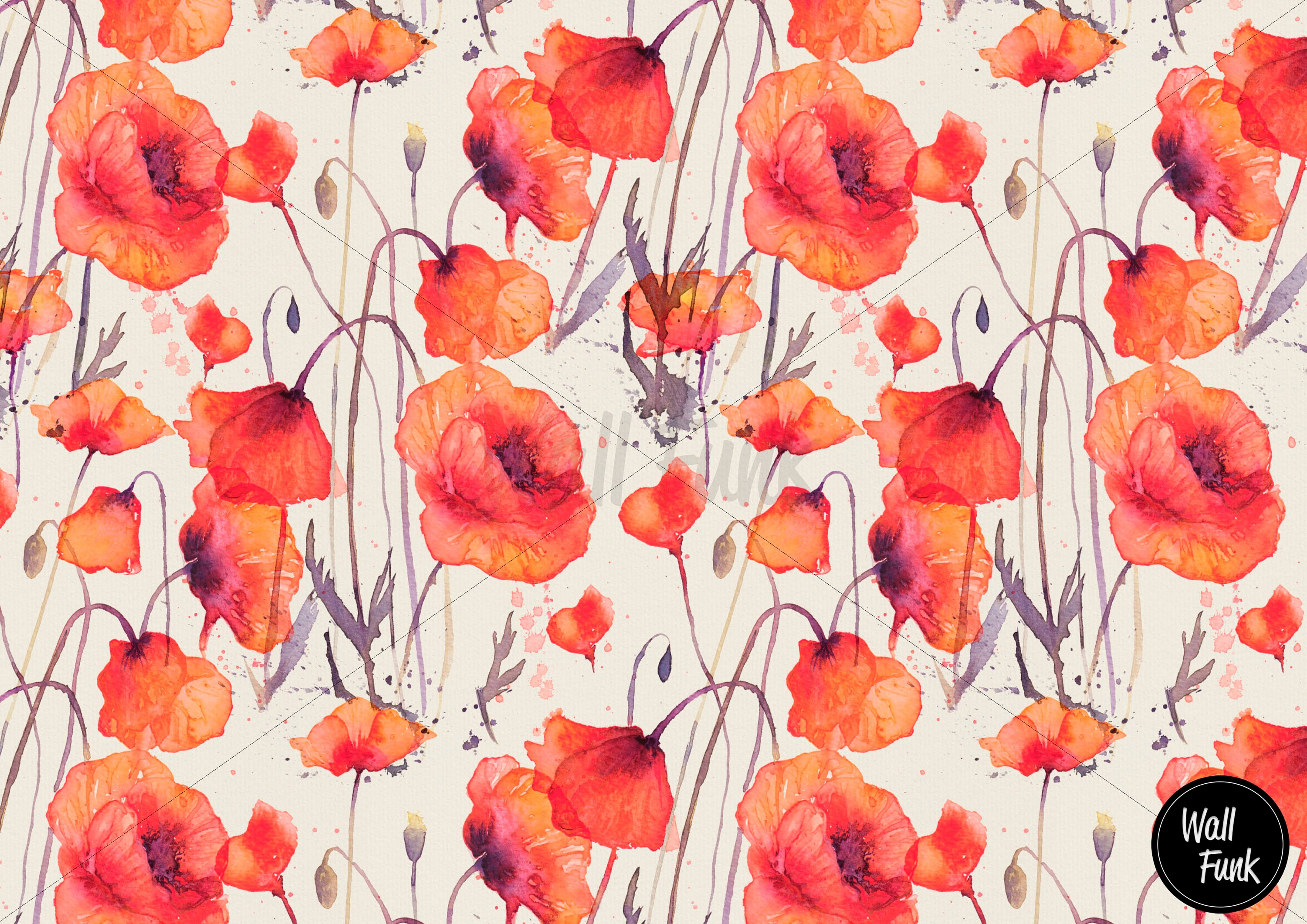 Poppy Floral Wallpaper Poppy Wallpaper Floral Wallpaper | Etsy