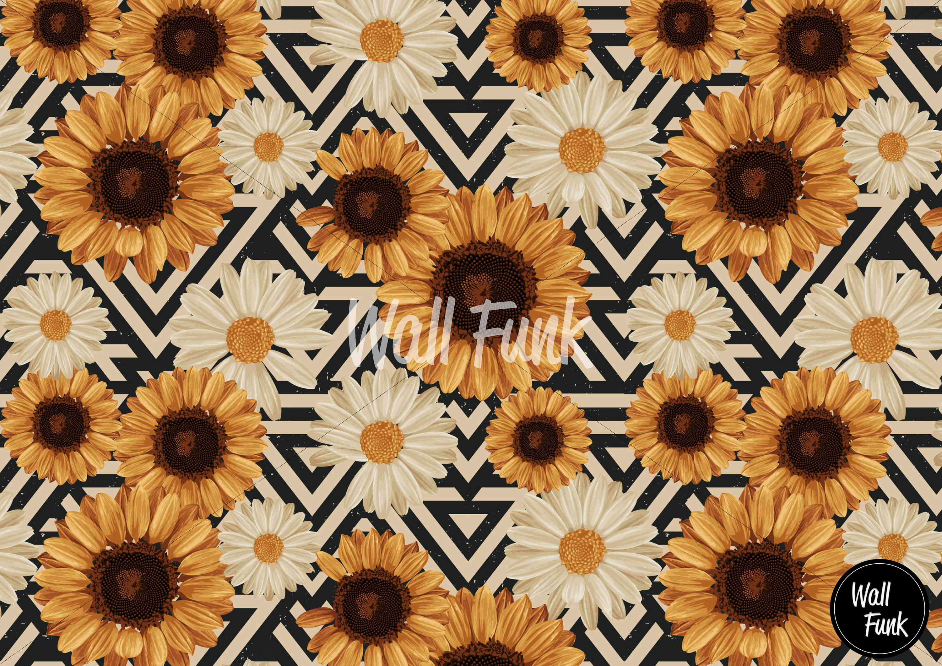 Sunflower Floral Wallpaper Sunflower Removable Floral | Etsy