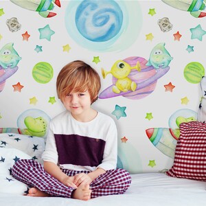 Alien Nursery Wallpaper, Space Nursery Wallpaper, Nursery Wallpaper ...