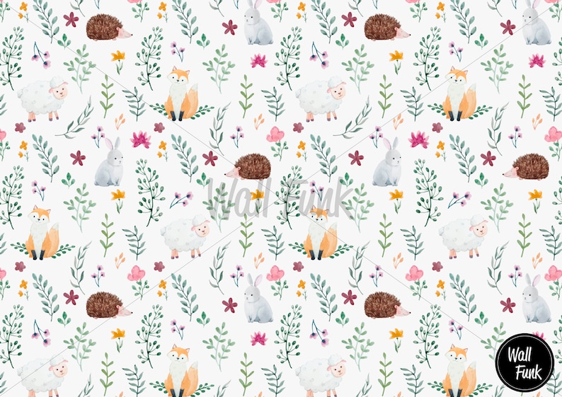 Rabbit Nursery Wallpaper Removable Wall Mural Nursery Custom - Etsy