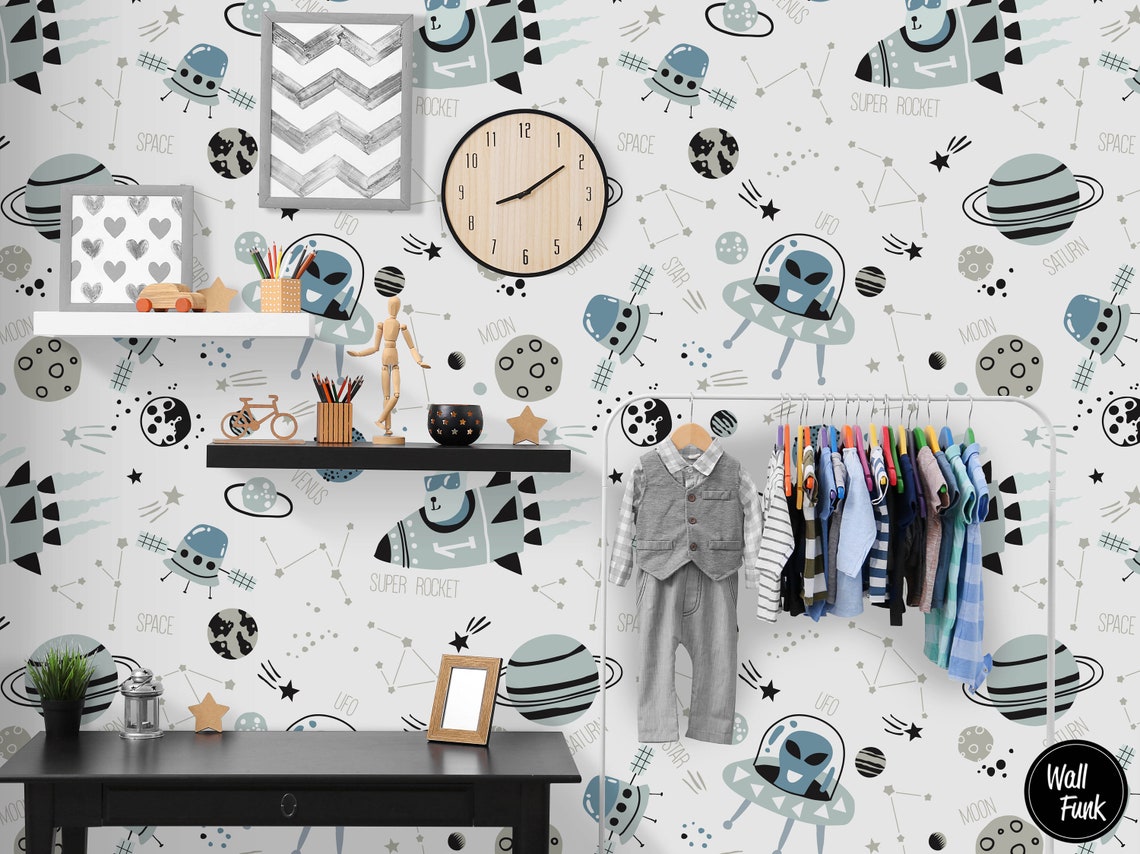 Alien Nursery Wallpaper Space Nursery Wallpaper Nursery | Etsy