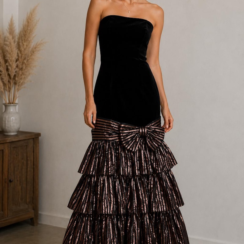 Prom Dress 80s Metallic - Etsy