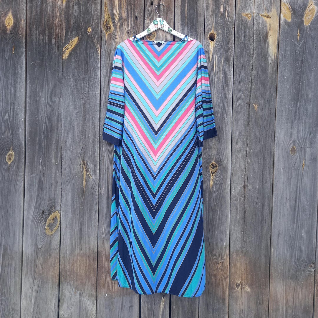 70s Blue Dress Disco Women Pompadour 1970s Vintage Pink Kaftan Clothing ...