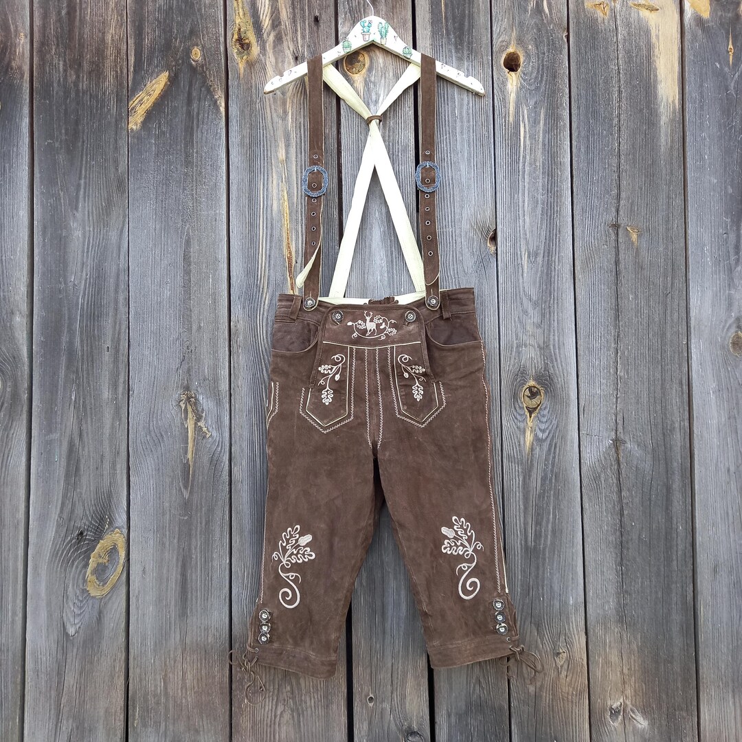Vintage Suede Leather Lederhosen: Austrian Oktoberfest Shorts, Size 44 ...