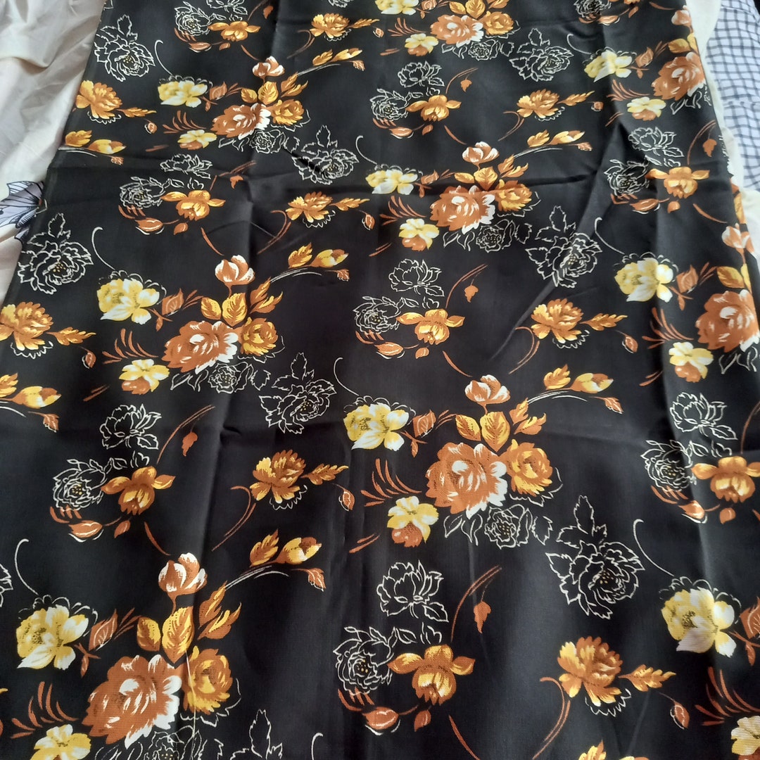70er Vintage Stoff Meterware Floral Sommer Stoff für Kleid Große orange ...