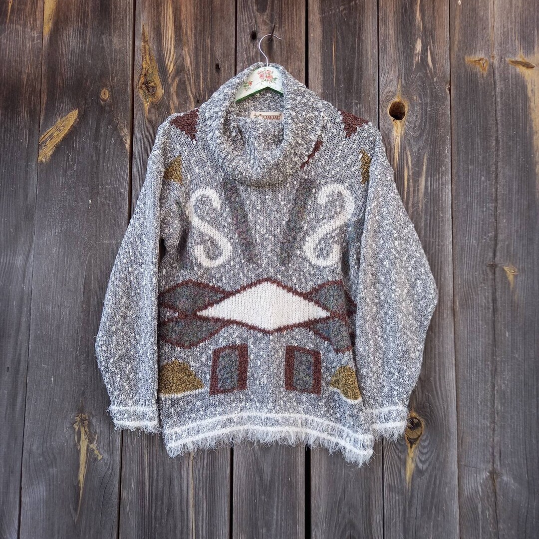 2000s Gray Knit Sweater Women Brown Vintage Jumper Sweatshirt Oversize ...