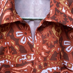 70s Blouse Women Orange Blouses Mod Vintage Shirt Womens 1970s Floral ...