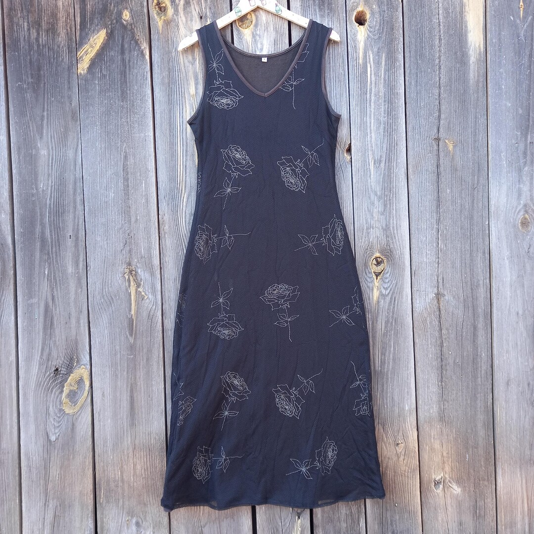 00s Mesh Dress Women Black Y2K Lase Vintage Party Dress Long Elegant ...