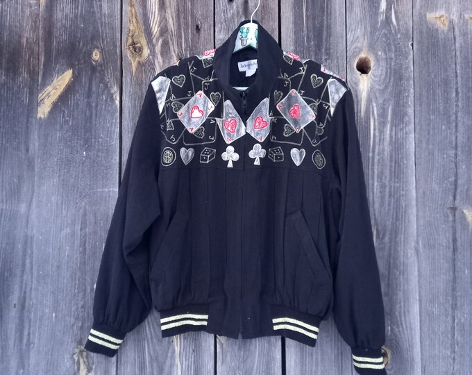 Jacket Women or Men Las Vegas Lucky Casino Poker 80s Bomber Vintage ...