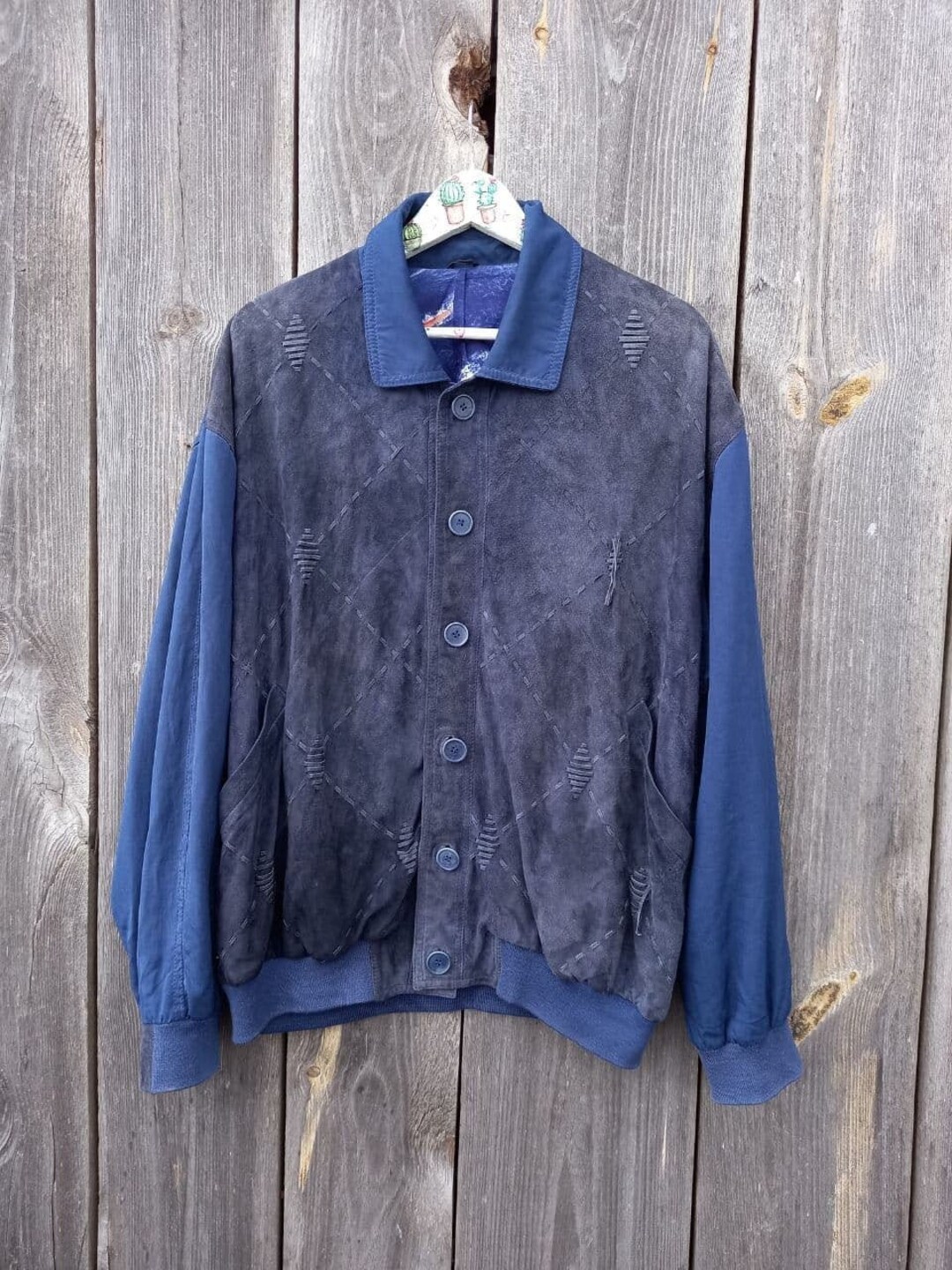 90s PANCALDI Vintage Leather Jacket for Mens Retro Coat Suede Blazer ...