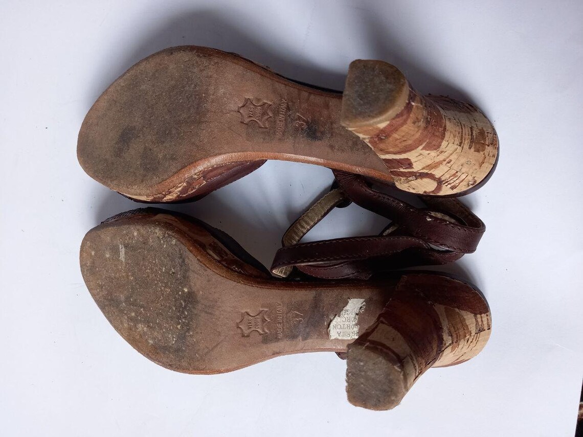 80s Vintage Womens Shoes Braun 1980s Leather Sandals Platform - Etsy