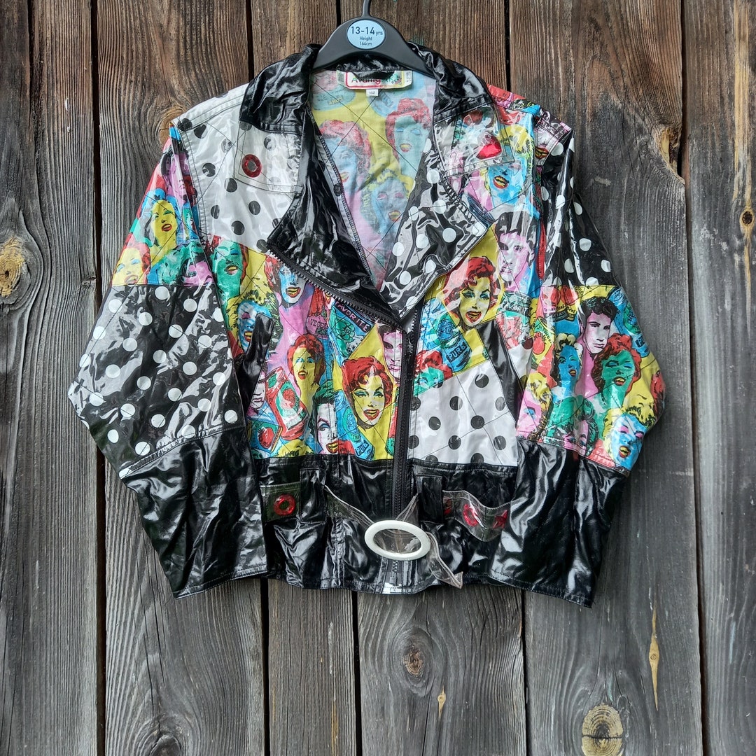 80s Jacket for Teenager Girls Pop Art Style Vintage Blazer Ladies Polka ...