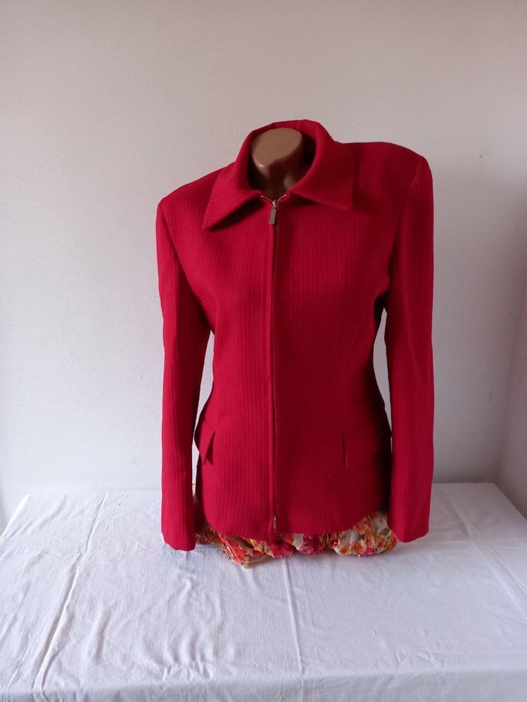 Vintage Jacket for Women Red Blazer Retro Clothes Womens Mod Clothing ...