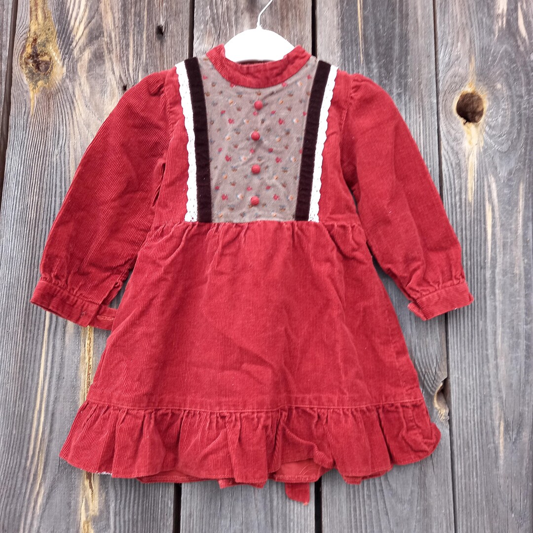 70s Dress Girl 80s Vintage Party Rusty Orange Dress Embroidered ...