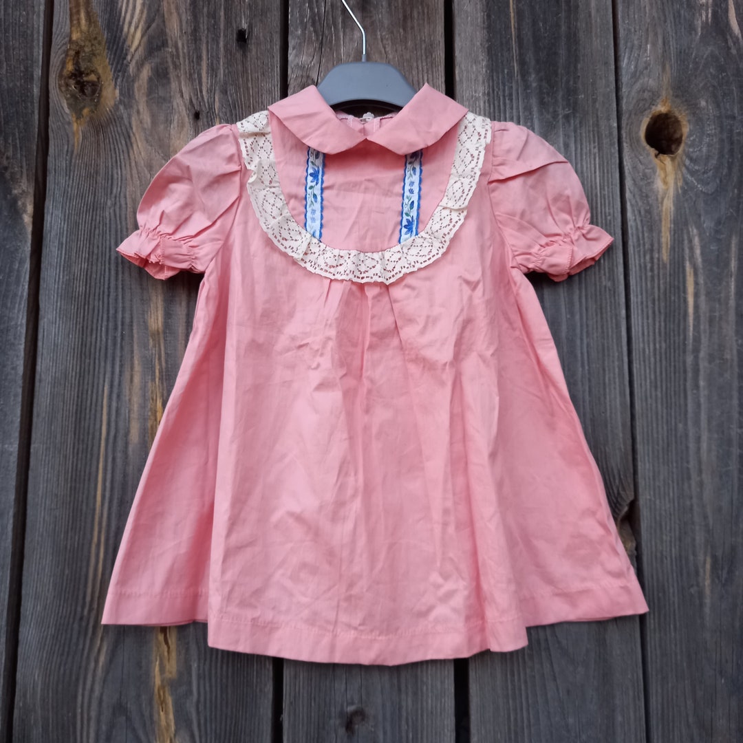 70s Pink Dresses Girl 80s Vintage Party Summer Lase Dress Embroidery ...