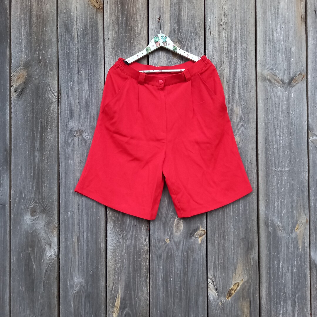 90s Red Bermuda Skorts: Vintage High Waist Festival Shorts (L) - Etsy