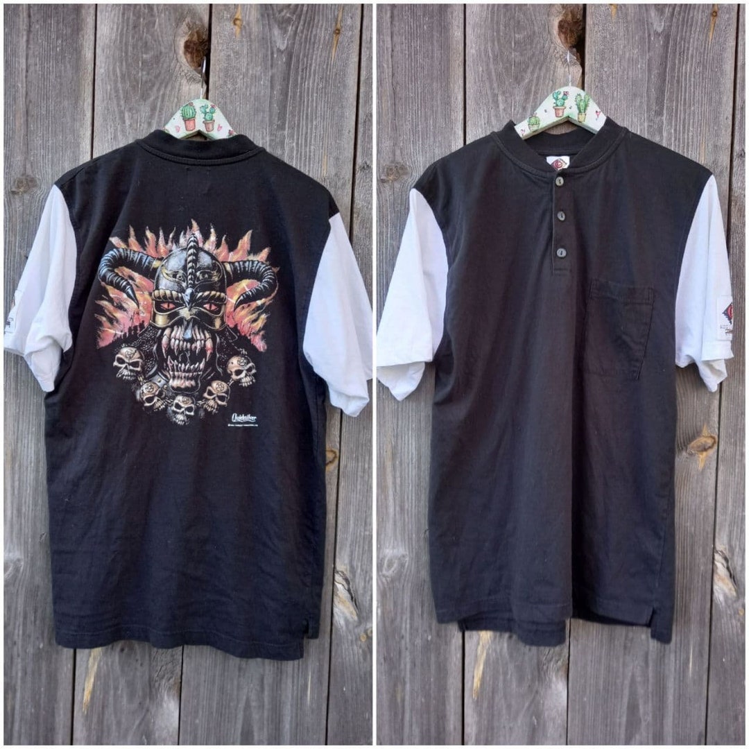 90s Quicksilver T-shirt: Skull Graphic Tee, Black & White, Size L/XL - Etsy
