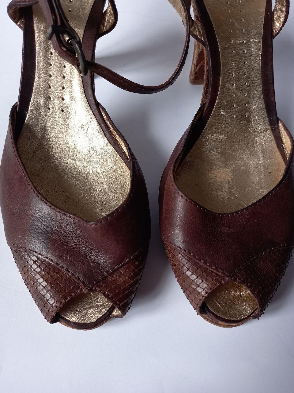 80s Vintage Womens Shoes Braun 1980s Leather Sandals Platform - Etsy