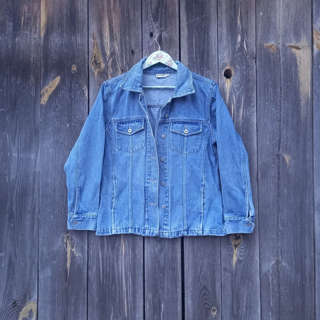 Y2K Denim Jacket: Vintage 2000s Blue Jean Blazer, Size M - Etsy