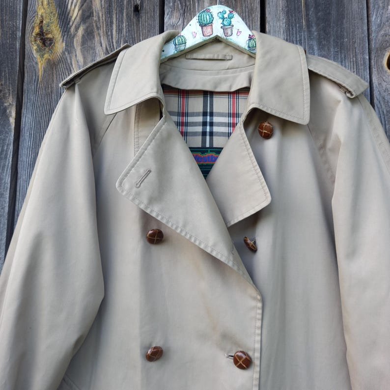 Vintage Beige Trench Coat: Retro Classic Overcoat, Size L - Etsy