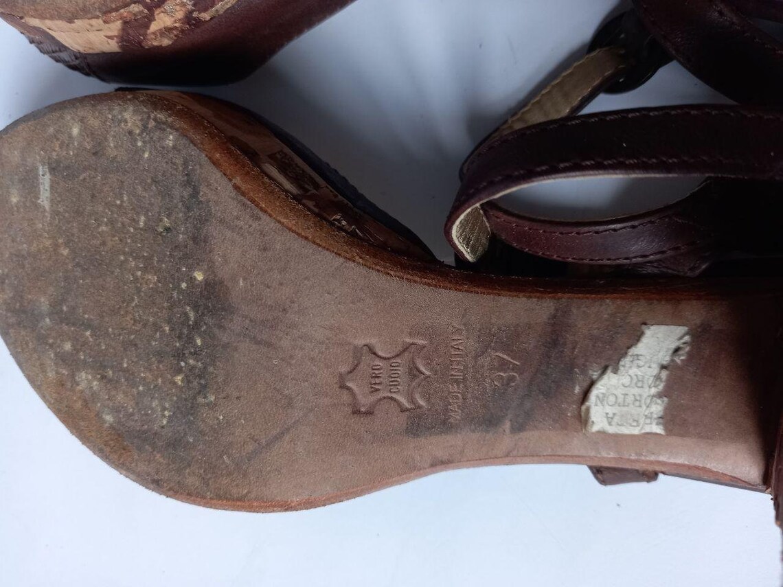 80s Vintage Womens Shoes Braun 1980s Leather Sandals Platform - Etsy