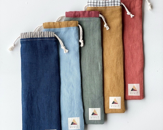 Reusable Straw Linen Pouch, Linen Straw Holder, Zero Waste Straw Holder ...