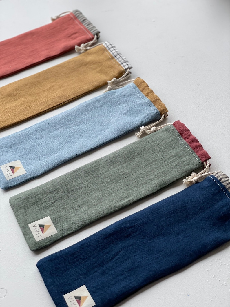 Reusable Straw Linen Pouch Linen Straw Holder Zero Waste - Etsy