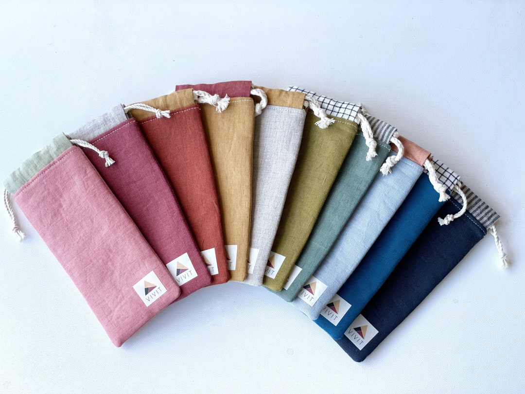Personalized Sunglass Case, Drawstring Sunglass Linen Case, Soft ...