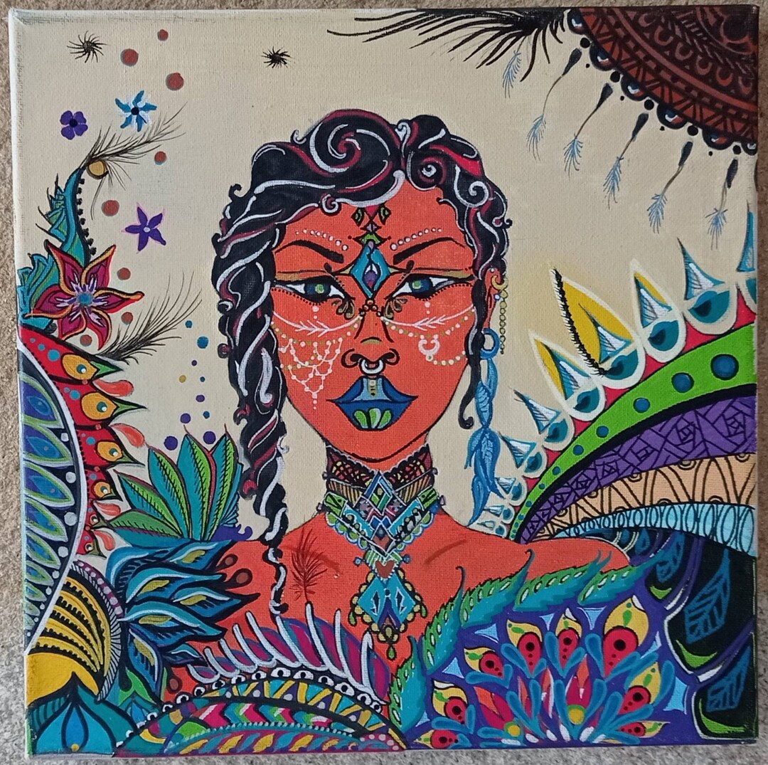Portrait on Canvas sacred Female, Africa Posca - Etsy